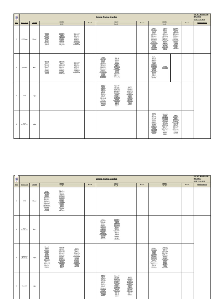 SPI-HR-F-13B - Training - Schedule General Training | PDF