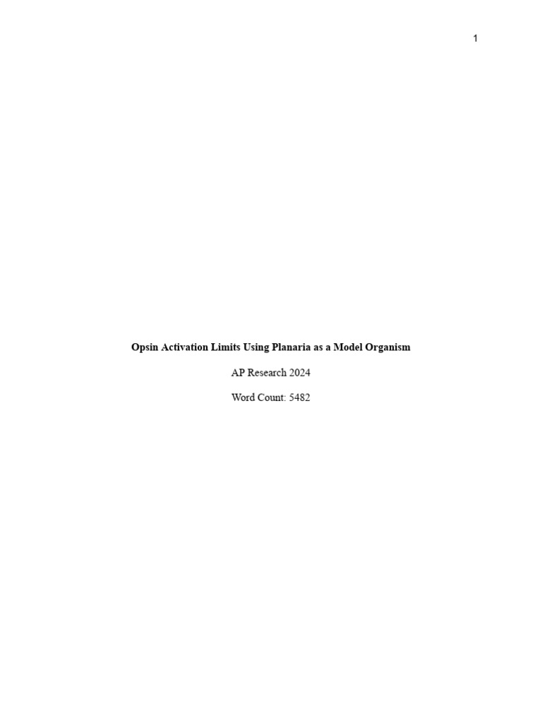 Opsin Activation Limits Using Planaria As A Model Organism - Full Paper ...