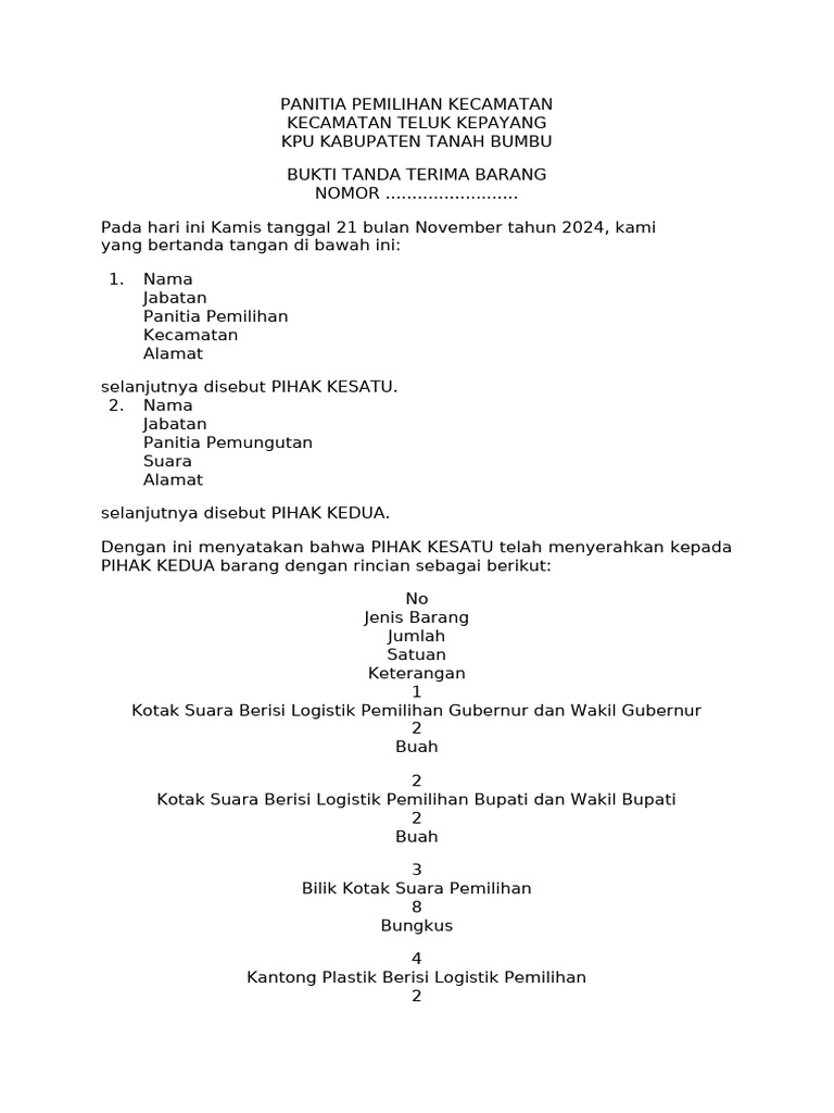Contoh BTTB PPK ke PPS | PDF