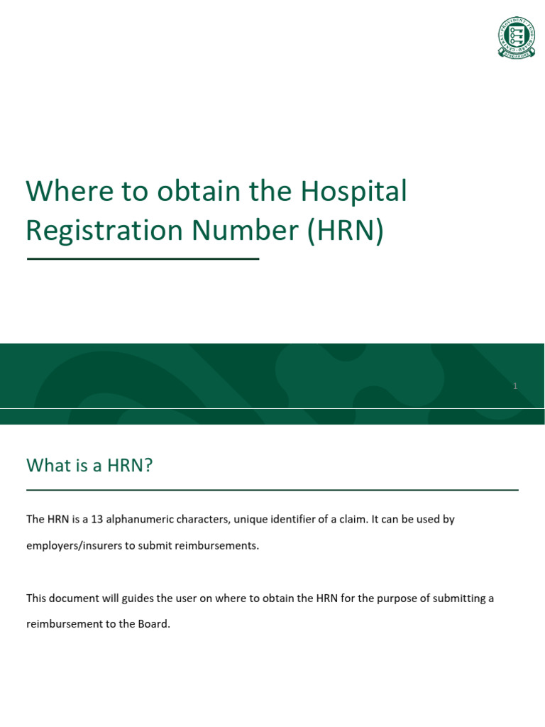 Where To Obtain The Hospital Registration Number HRN | PDF | Service Industries | Computing