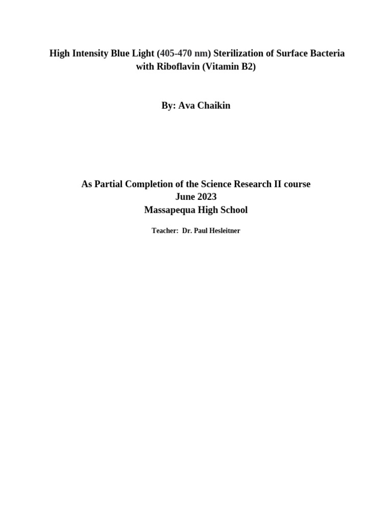 Final Paper Template Ava Chaikin | PDF | Ultraviolet | Bacteria
