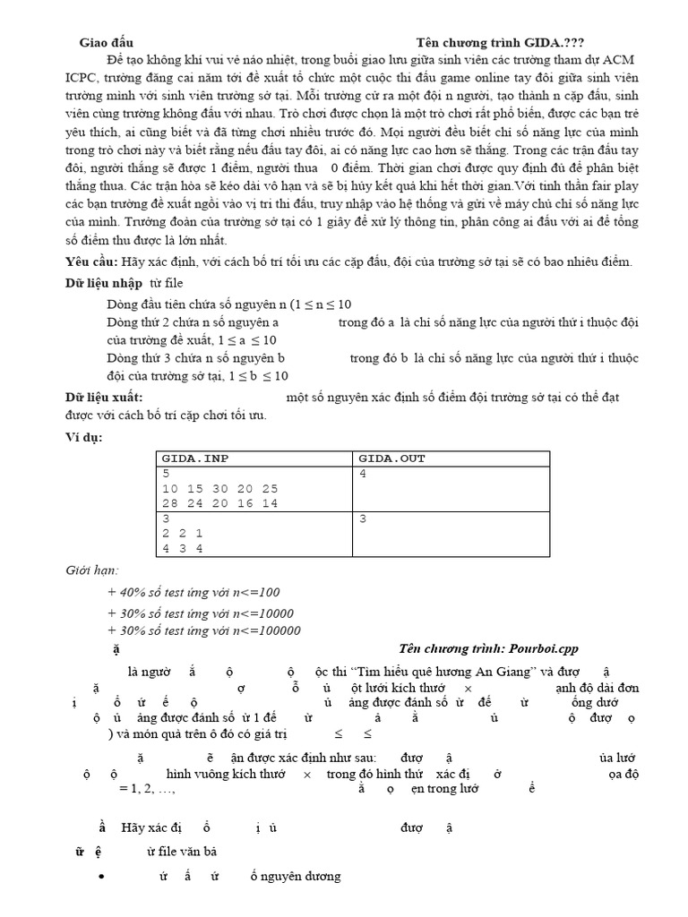 Giao đấu Tên chương trình GIDA.???: Gida.Inp Gida.Out | PDF