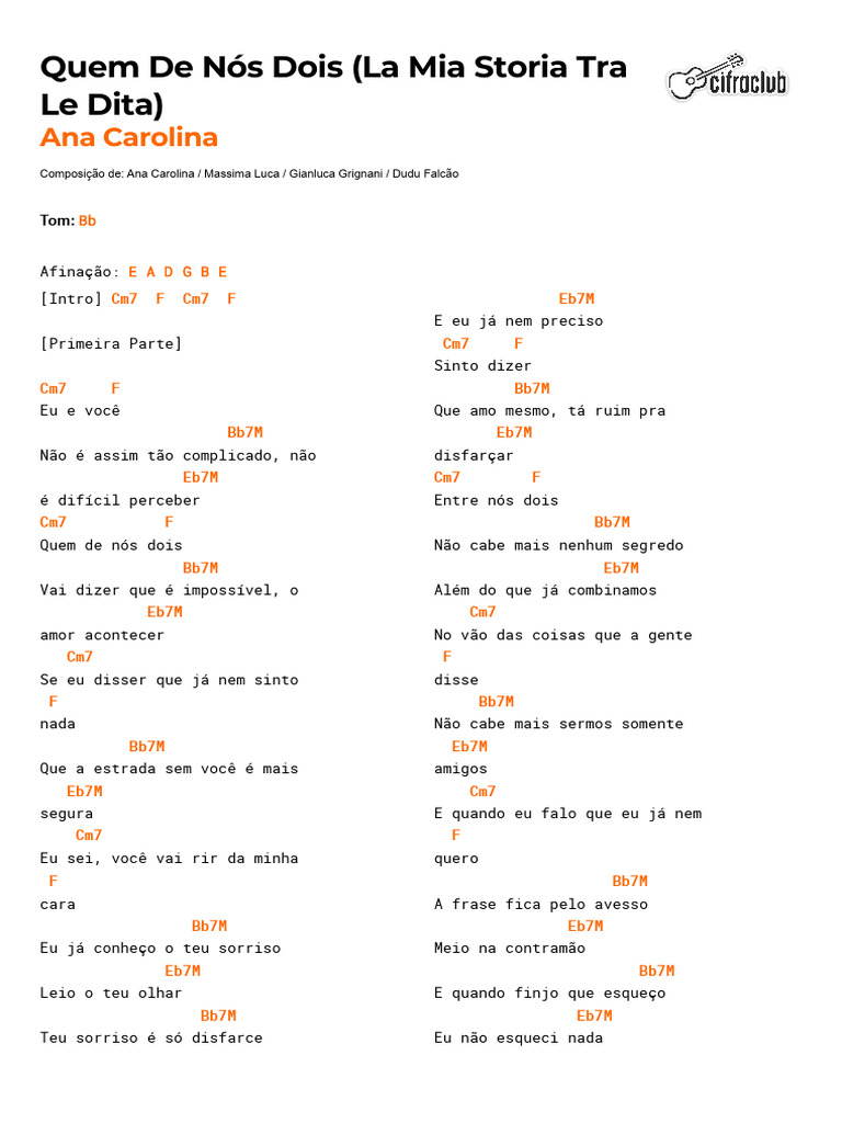 Quem de Nós Dois (La Mia Storia Tra Le Dita) | PDF