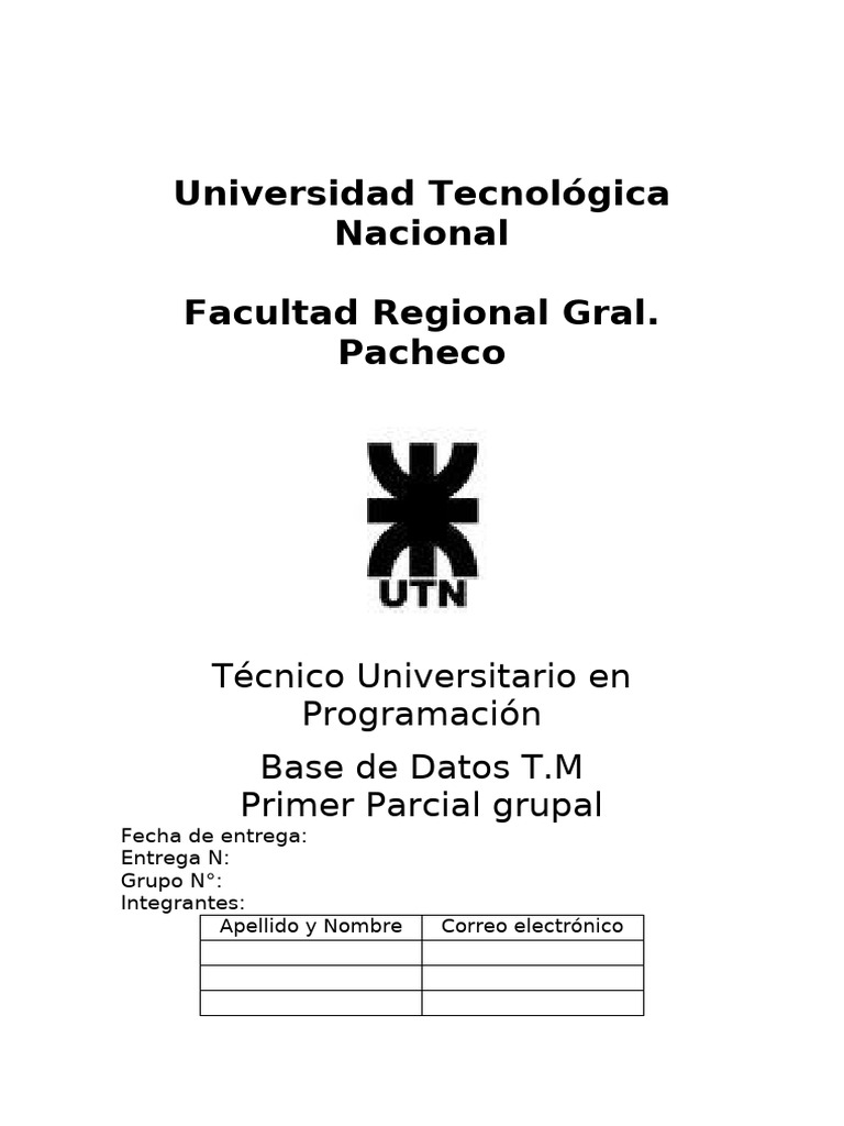Caratula Ptacion Parcial Grupal | PDF