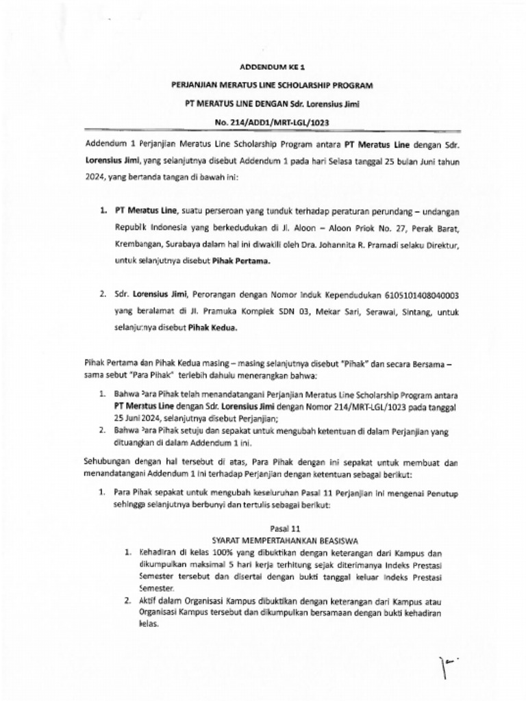 Addendum 1 - Lorensius Jimi | PDF