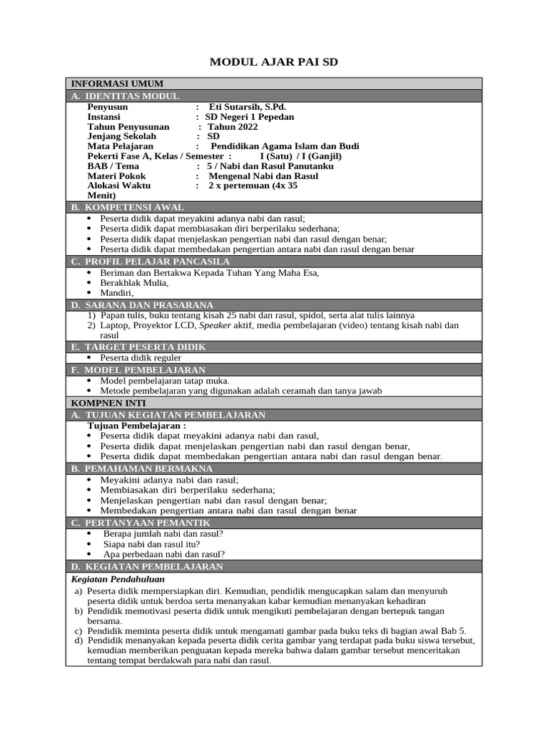 MODUL AJAR AKIDAH ALSA | PDF