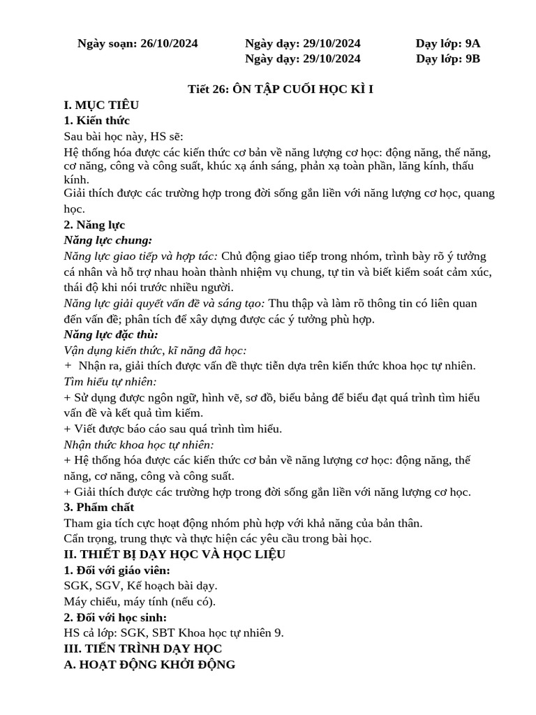 KHTN 9 Ly Tuan 17 | PDF