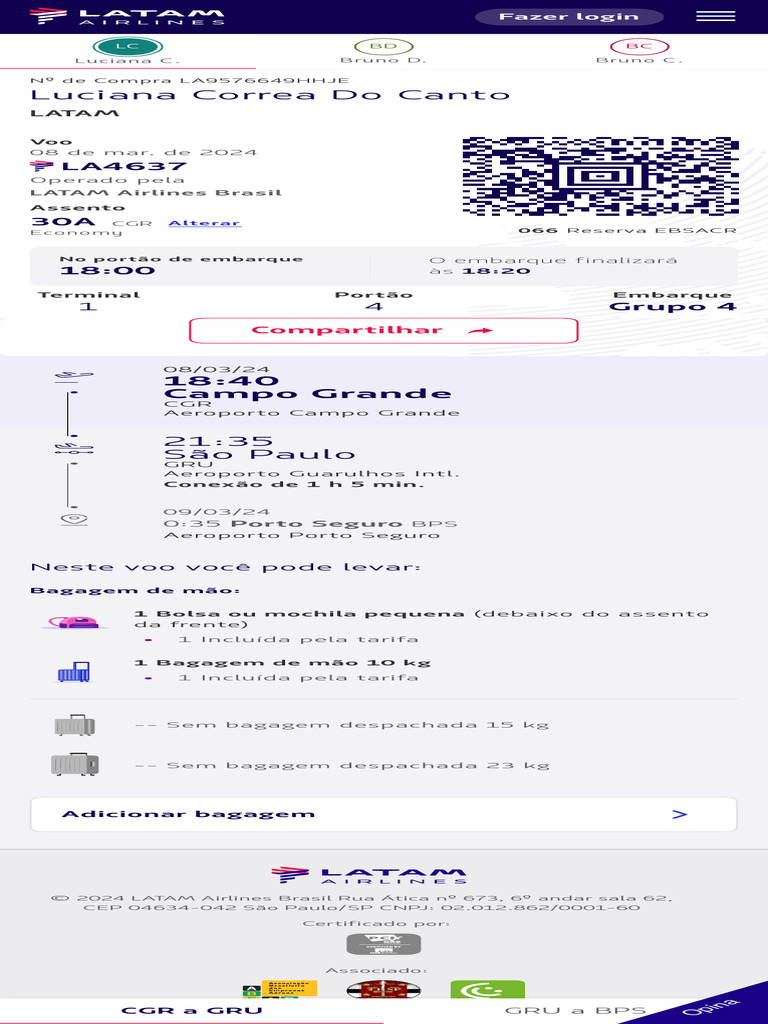 Cartão de Embarque LATAM Airlines | PDF