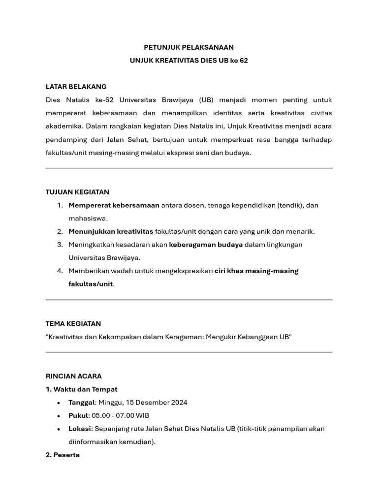 Unjuk Kreativitas Dies Natalis UB ke-62 | PDF