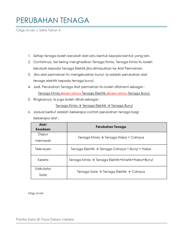 Perubahan Tenaga | PDF