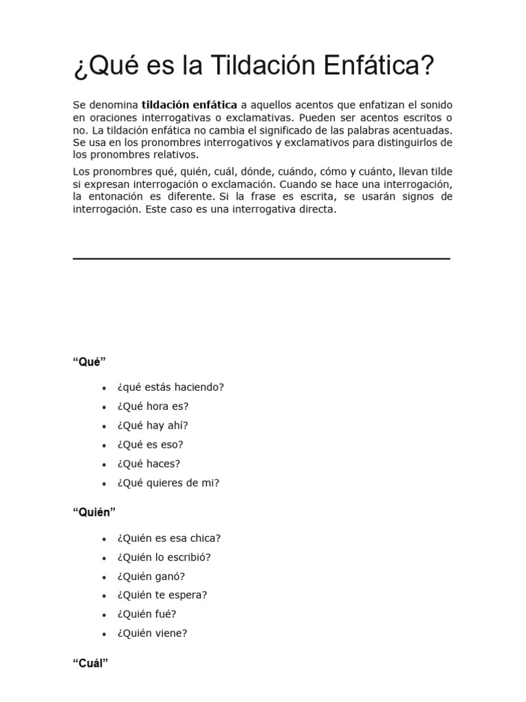Qué Es La Tildación Enfática | PDF | Lingüística