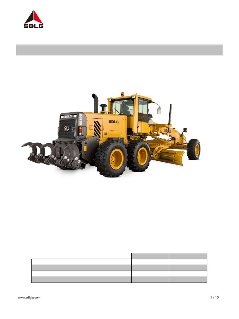 Inf GRD 2017 01 Motoniveladoras SDLG Modelos g9190 y g9220 v2 | PDF