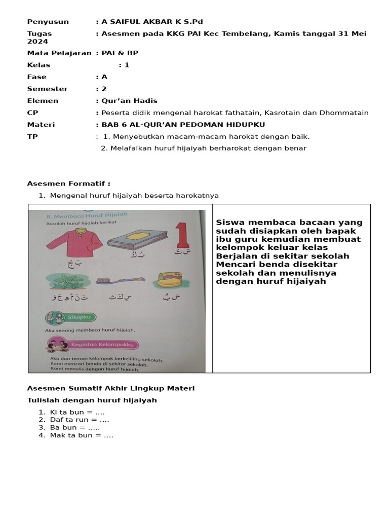 A SAIFUL AKBAR K, S.PD Asesmen Tugas KKG 31 Mei 2024 . | PDF