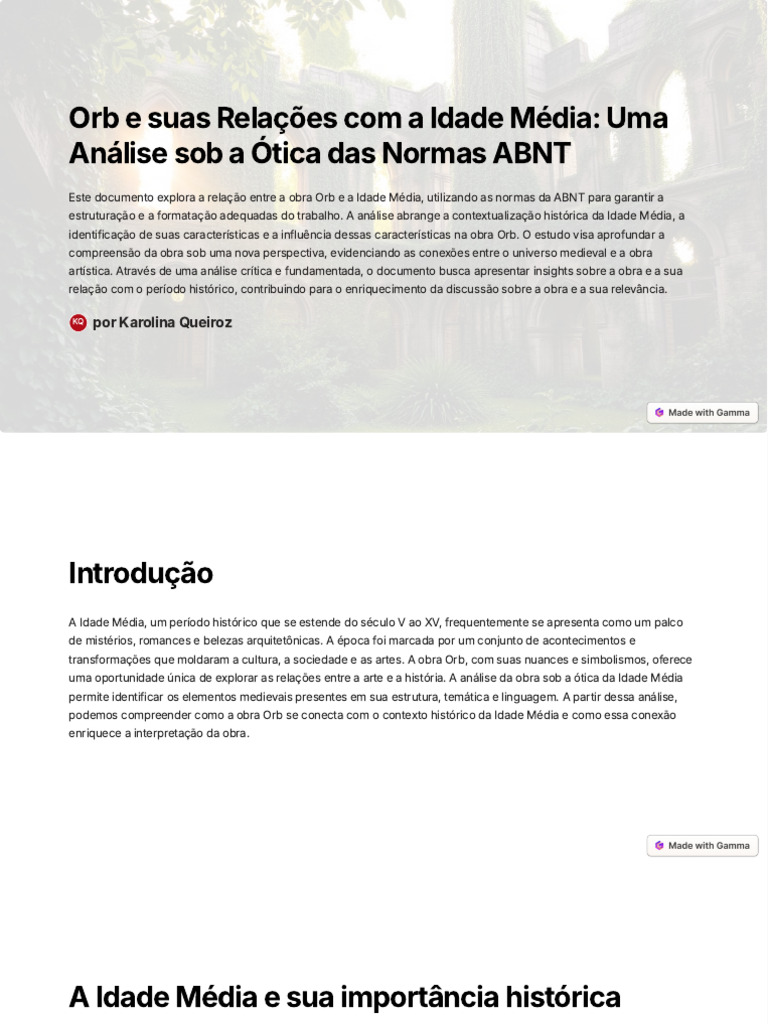 Orb e Suas Relacoes Com A Idade Media Uma Analise Sob A Otica Das ...