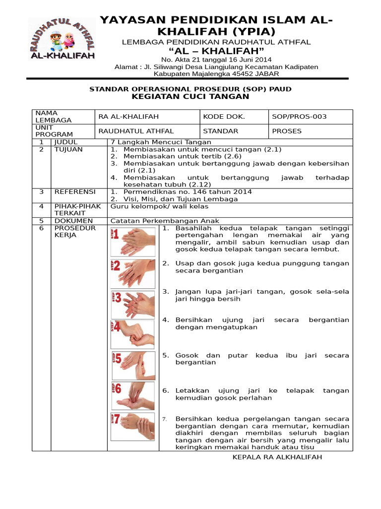 3 Sop Paud Kegiatan Cuci Tangan | PDF