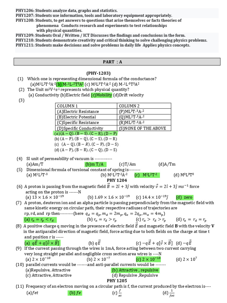 Physics Problem Set and Analysis Guide | PDF | Electric Current | Electron