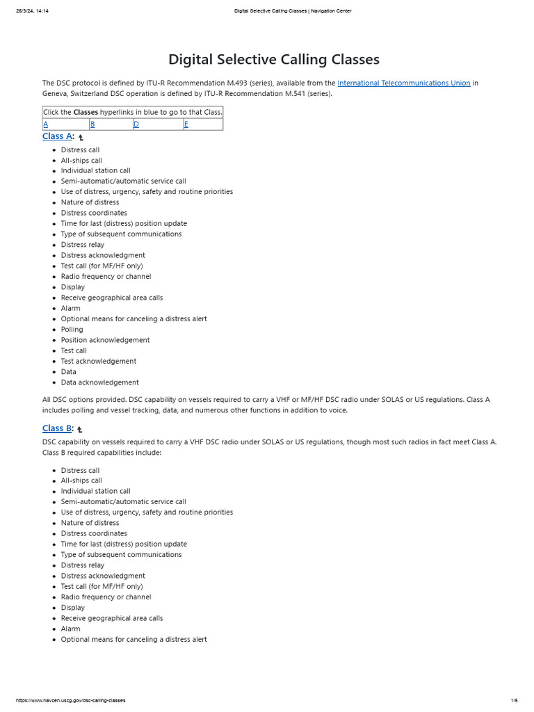 Digital Selective Calling Classes _ Navigation Center | PDF ...