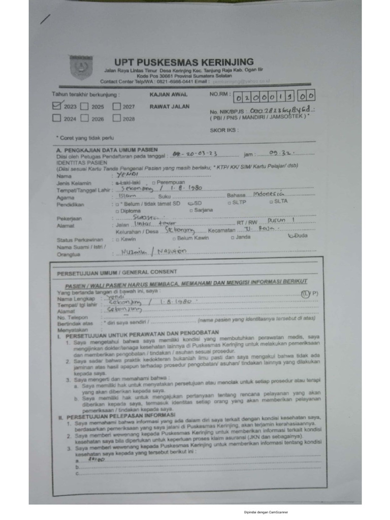 5.3.1 Ep B. Contoh RM Identifikasi Pasien Berkebutuhan Khusus | PDF