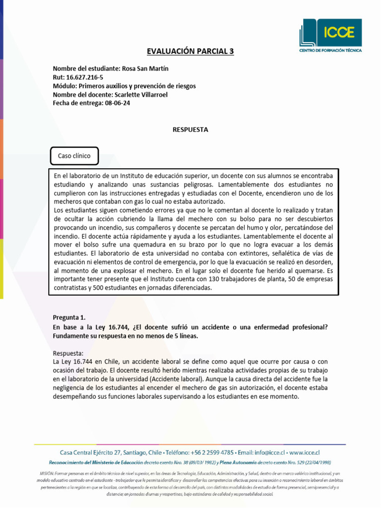 Evaluacion Parcial 3 Prevención de Riesgos | PDF | Laboratorios