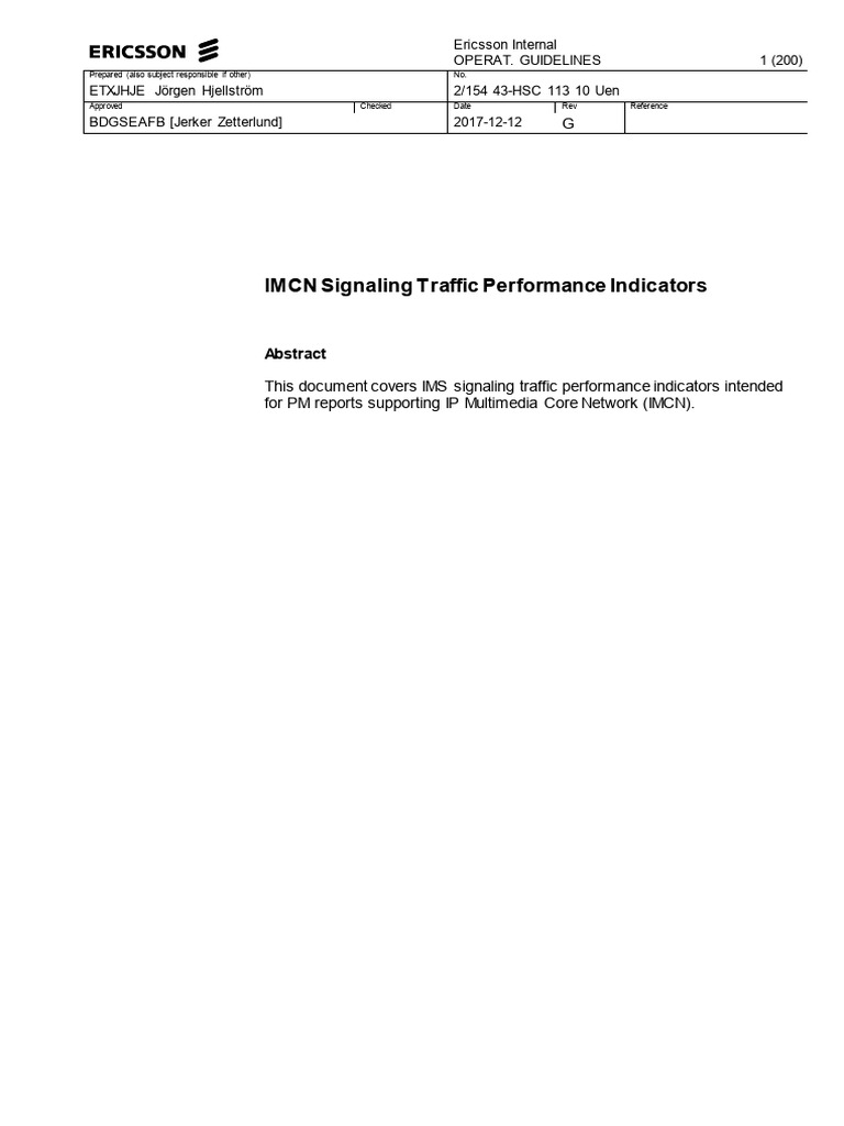 IMCN Signaling Traffic Performance Indicators | PDF | Ip Multimedia ...