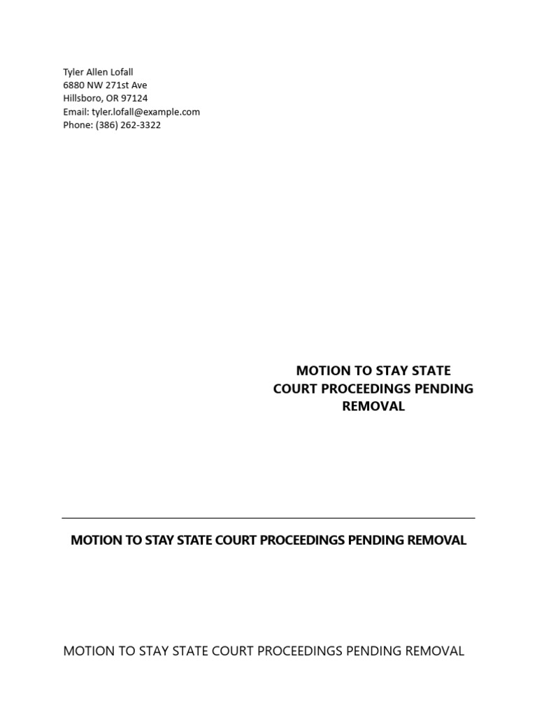Motion to Stay State Court Proceedings | PDF