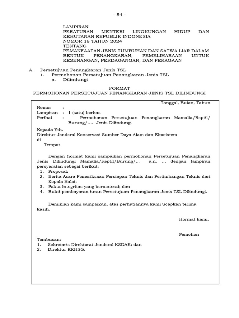 PERMEN LHK - 18 - 2024-Persetujuan & Proposal | PDF