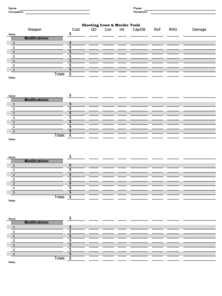 Deadlands Attack Sheet | PDF