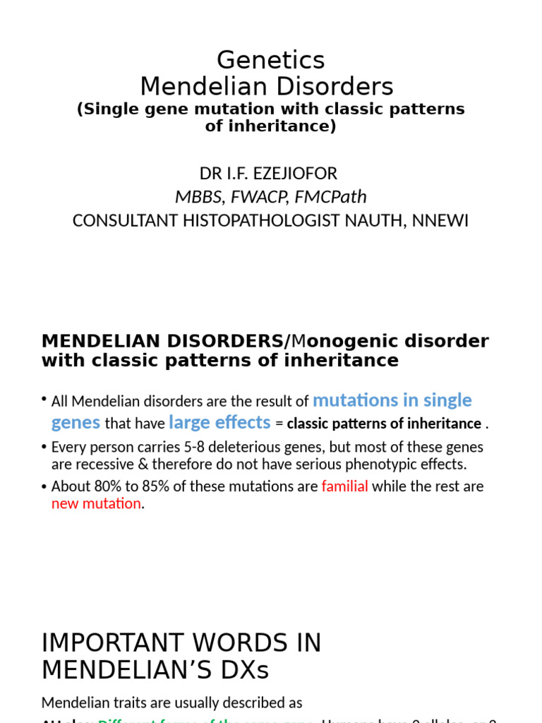 Genetics Mendelian Disorder Four | PDF | Dominance (Genetics) | Allele