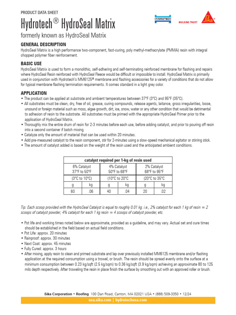 Pds-Hydroseal Matrix 2024 | PDF | Implied Warranty | Poly(Methyl ...