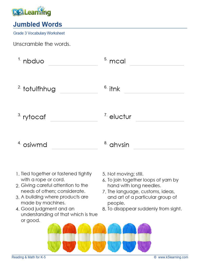 3rd Grade Jumbled Words 5 | PDF