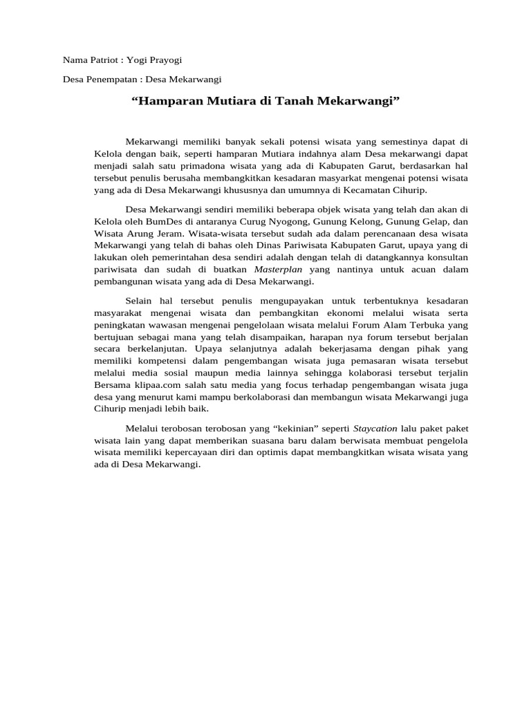 Cerita Desa Mekarwangi April 2021 | PDF