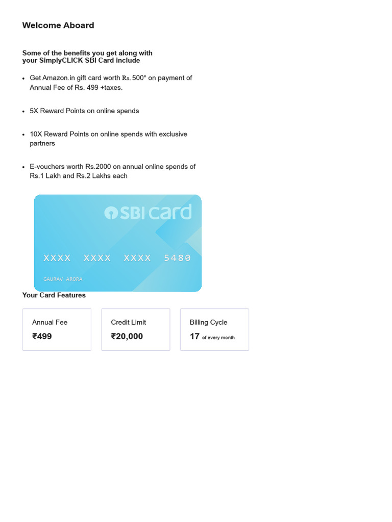 SBI Credit Card Benefits | PDF