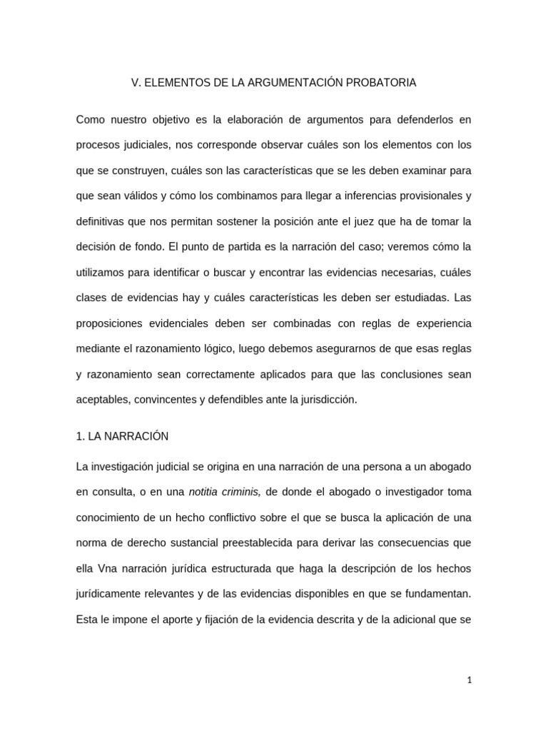 V. Elementos de La Argumentación Probatoria | PDF | Evidencia | Tutsi