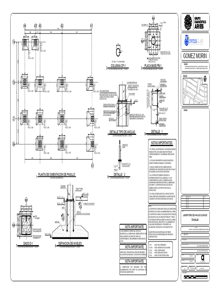 Detalles de Cimentación y Niveles Estructurales | PDF | Infraestructura ...