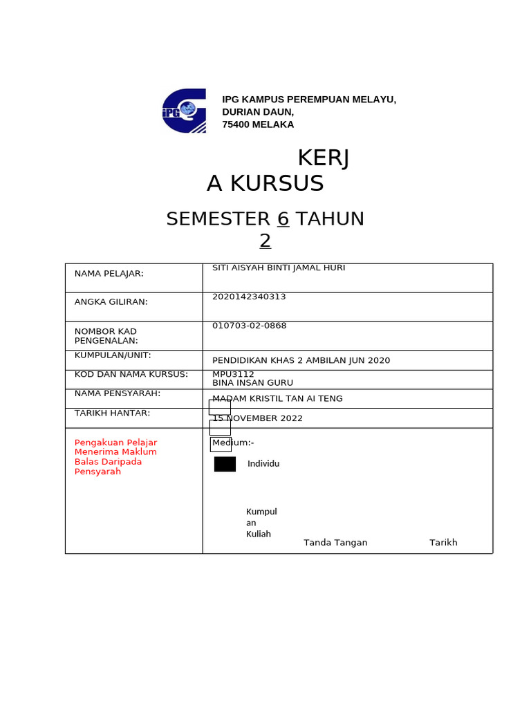 Muka Hadapan Mpu3112 Big | PDF