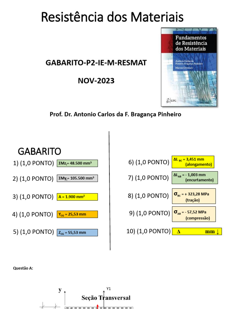 Gabarito Braganca P2 Ie M Resmat 2023 2 | PDF | Ciências Físicas | Ciência de Materiais