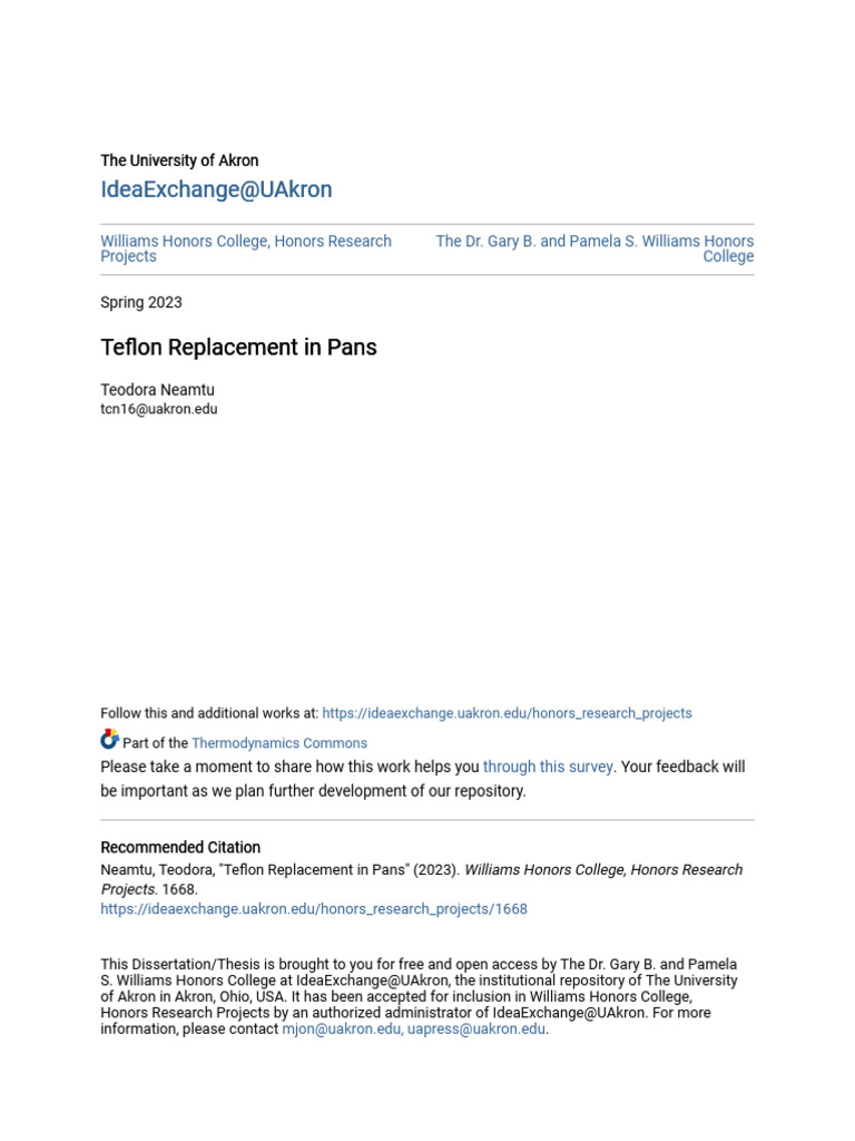 Teflon Replacement in Pans | PDF | Chemistry | Materials