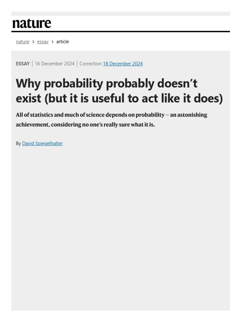The Illusion of Probability's Existence | PDF | P Value | Probability