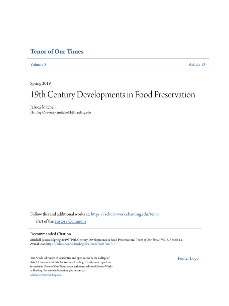 19th Century Developments in Food Preservation | PDF | Food ...