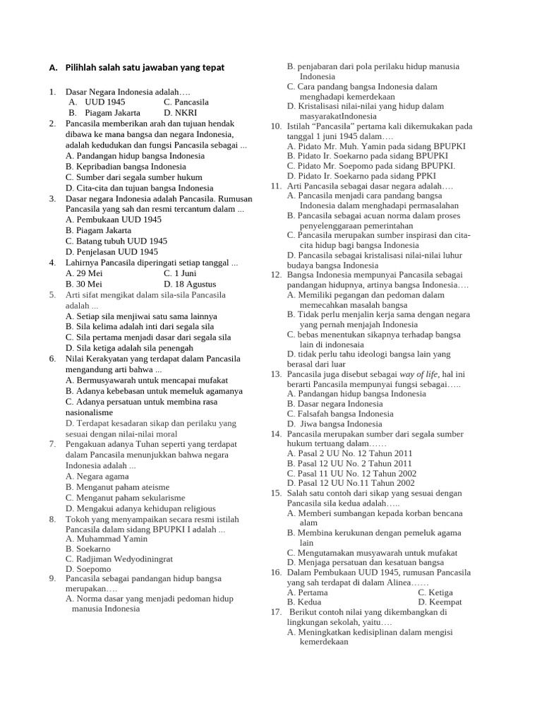 Ulangan Harian Bab 1 PPKN Kelas Viii Sem 1 | PDF