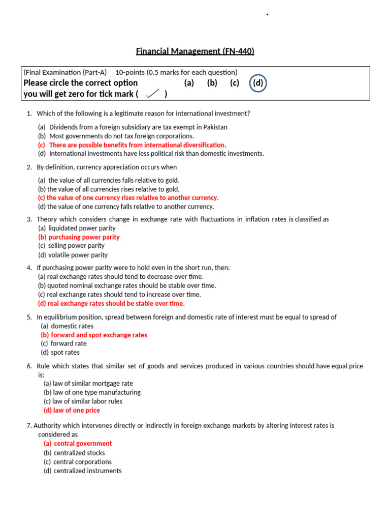 International Financial Management MCQ's | PDF | Exchange Rate ...