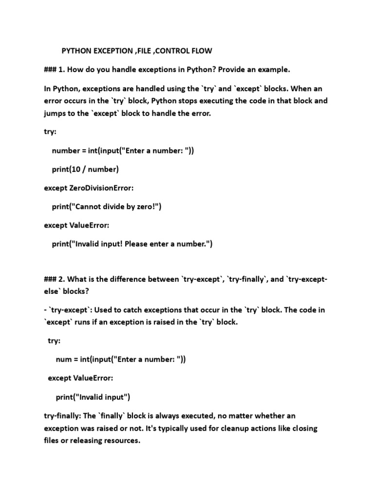 Python Exception File Contrlo Flow | Pdf | Control Flow | Software 