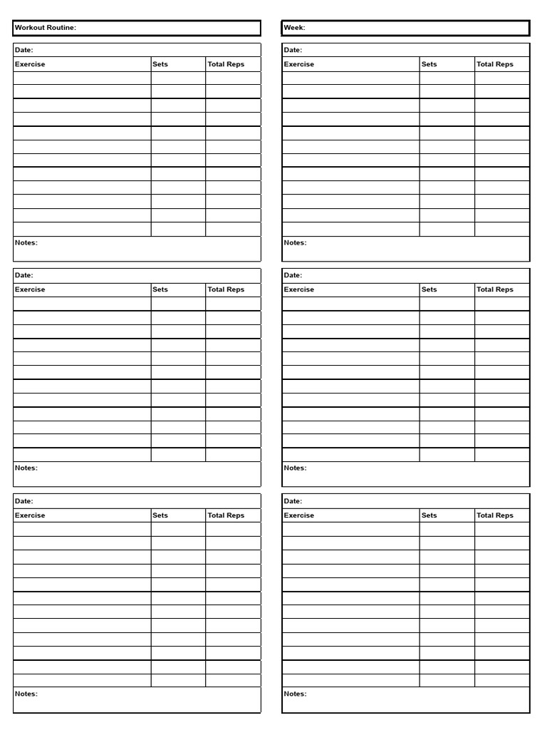 Weekly Workout Template V1 PDF | PDF | Strength Training | Physical Fitness