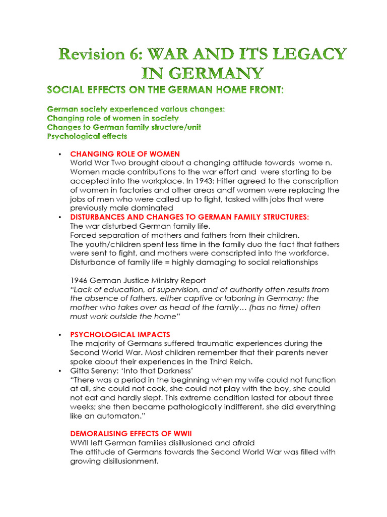 History Revision Booklet 6 War and Its Legacy | PDF | Nazi Germany ...