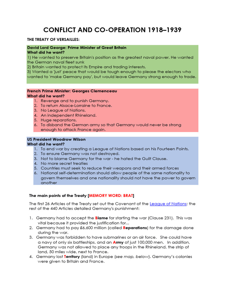 History Revision Booklet 1 Conflict and Cooperation | PDF | Treaty Of ...