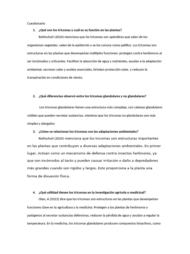 Funciones y tipos de tricomas en plantas | PDF | Plantas | Herbívoro