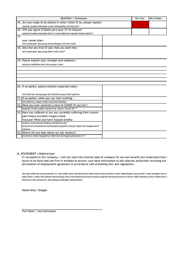 Form Aplikasi - OZA | PDF