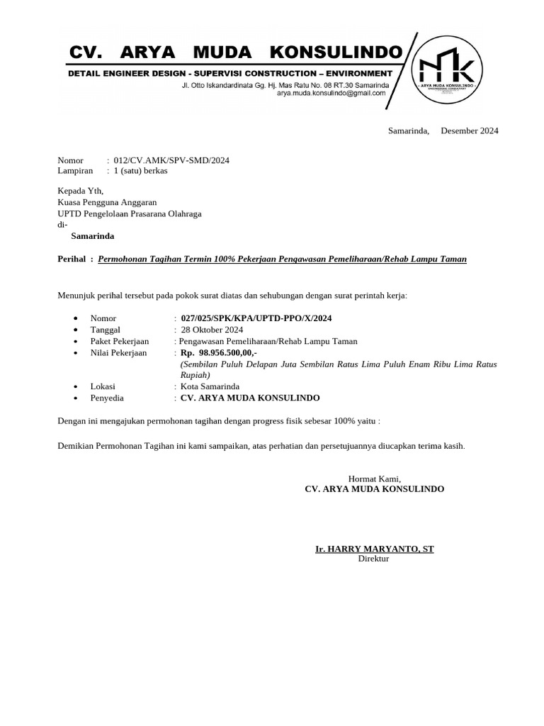 #Surat Permohonan Termin 100% | PDF