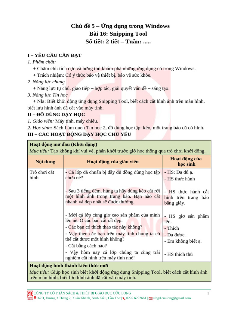 KHBD - LQTH2 - Tuần 16 | PDF