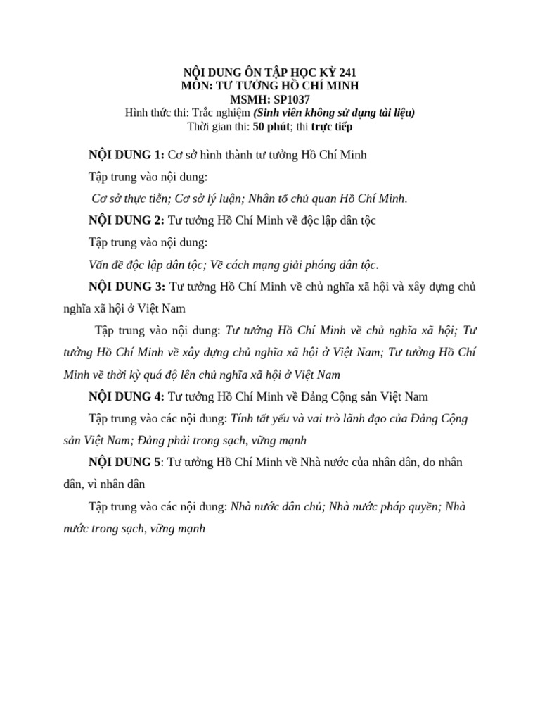 SP1037-NỘI DUNG ÔN TẬP-241 | PDF